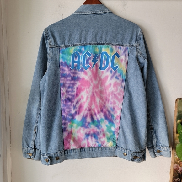 AC/DC | Jackets & Coats | Acdc Tie Dye Patcwork Light Blue Cotton Denim ...